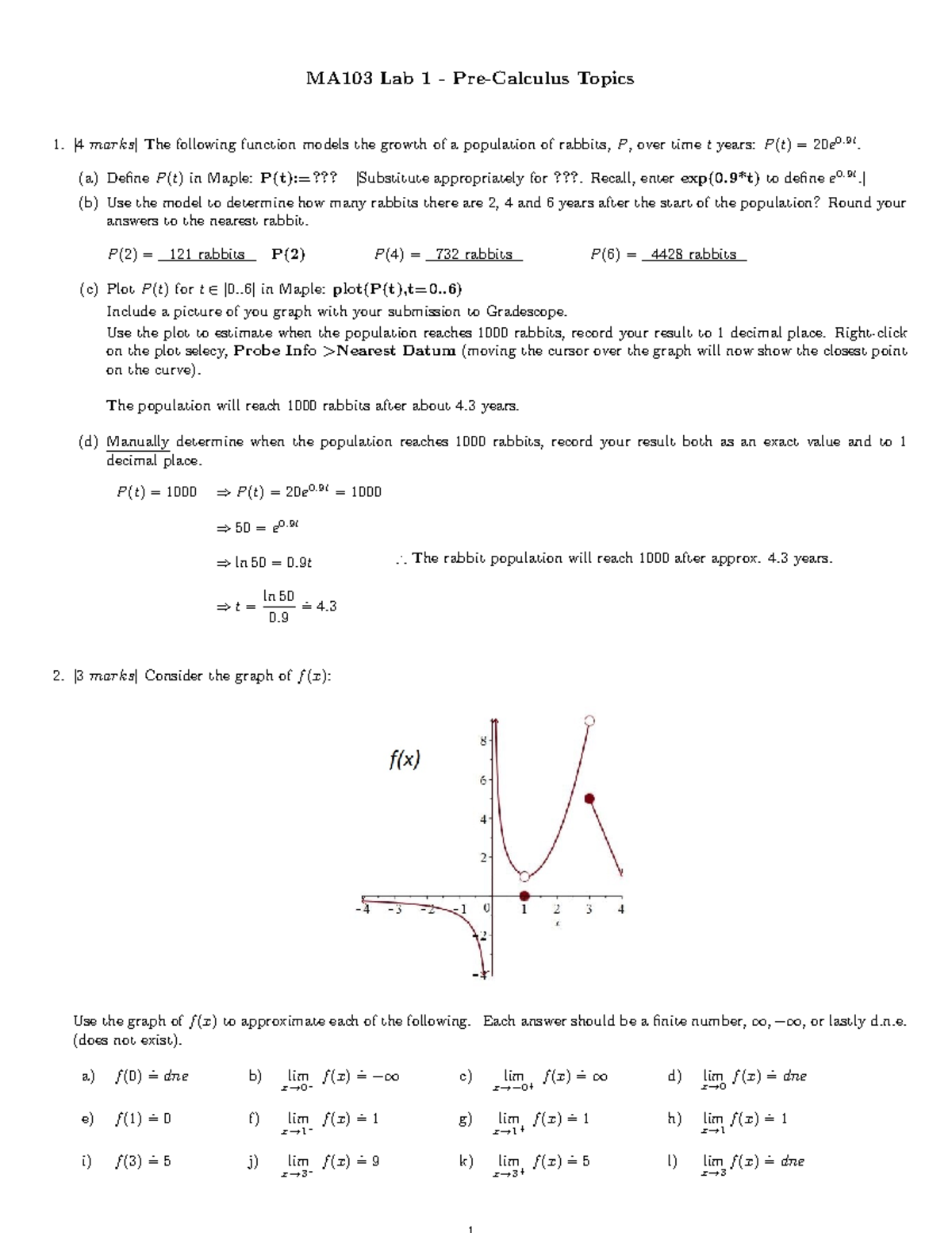 103S21-1s copy - lab 1 answer of the MA103 - MA103 Lab 1 - Pre-Calculus ...