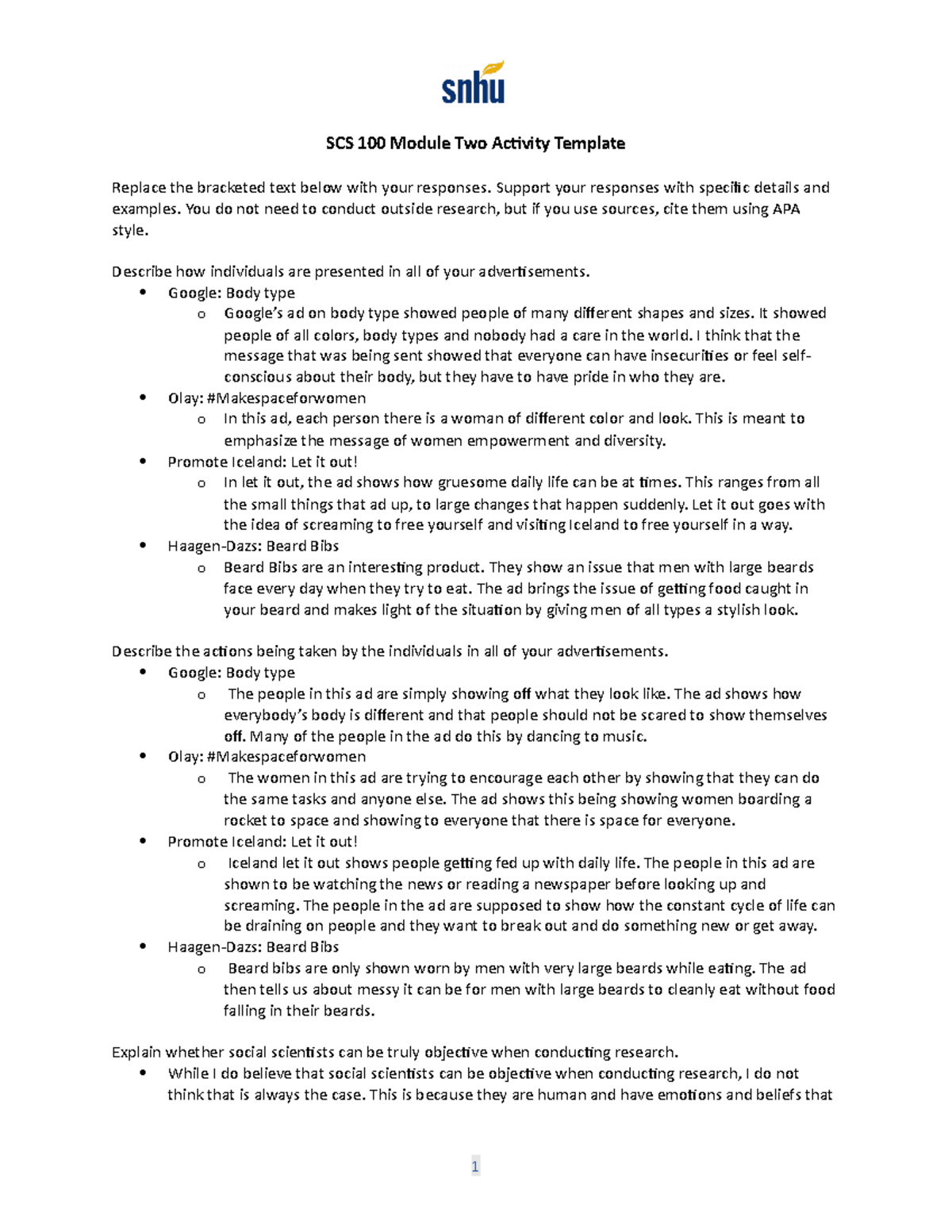SCS 100 Module Two Activity Template - SCS 100 Module Two Activity ...