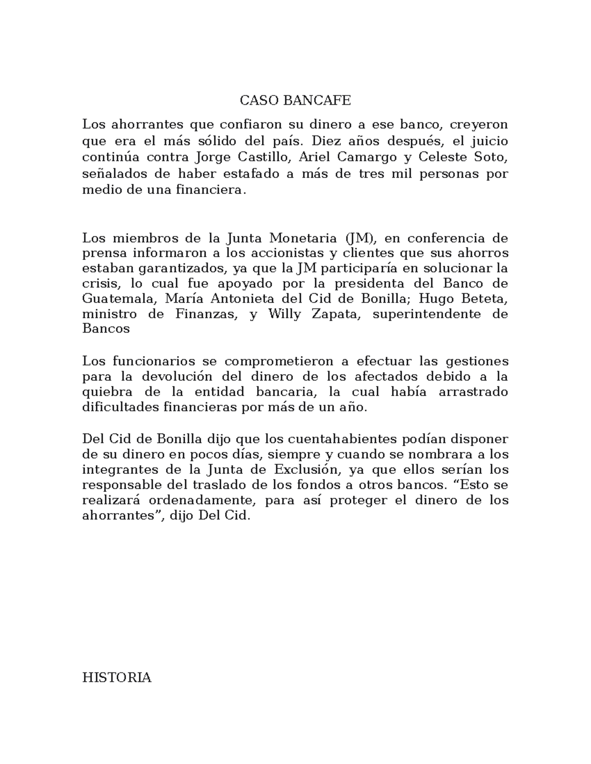 CASO Bancafe - Resumen del caso del Banco del Cafe y como se fue a la ...