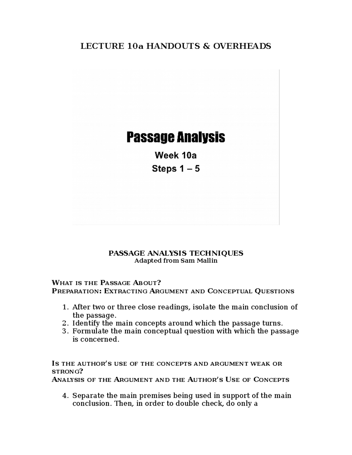 Annotated Passage - notes - LECTURE 10a HANDOUTS & OVERHEADS PASSAGE ...