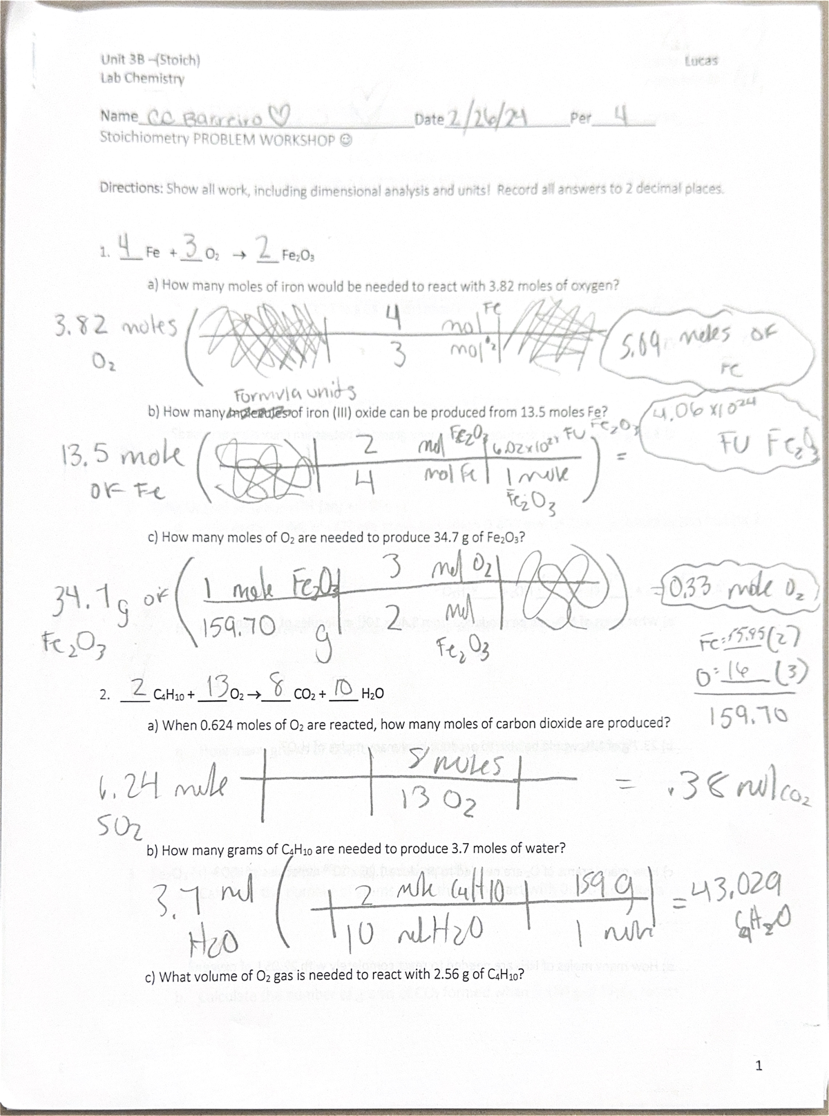 Classwork PDF Completed work - Stoich Problem Set (Feb 26, 2024 at 11:53 AM) - Studocu