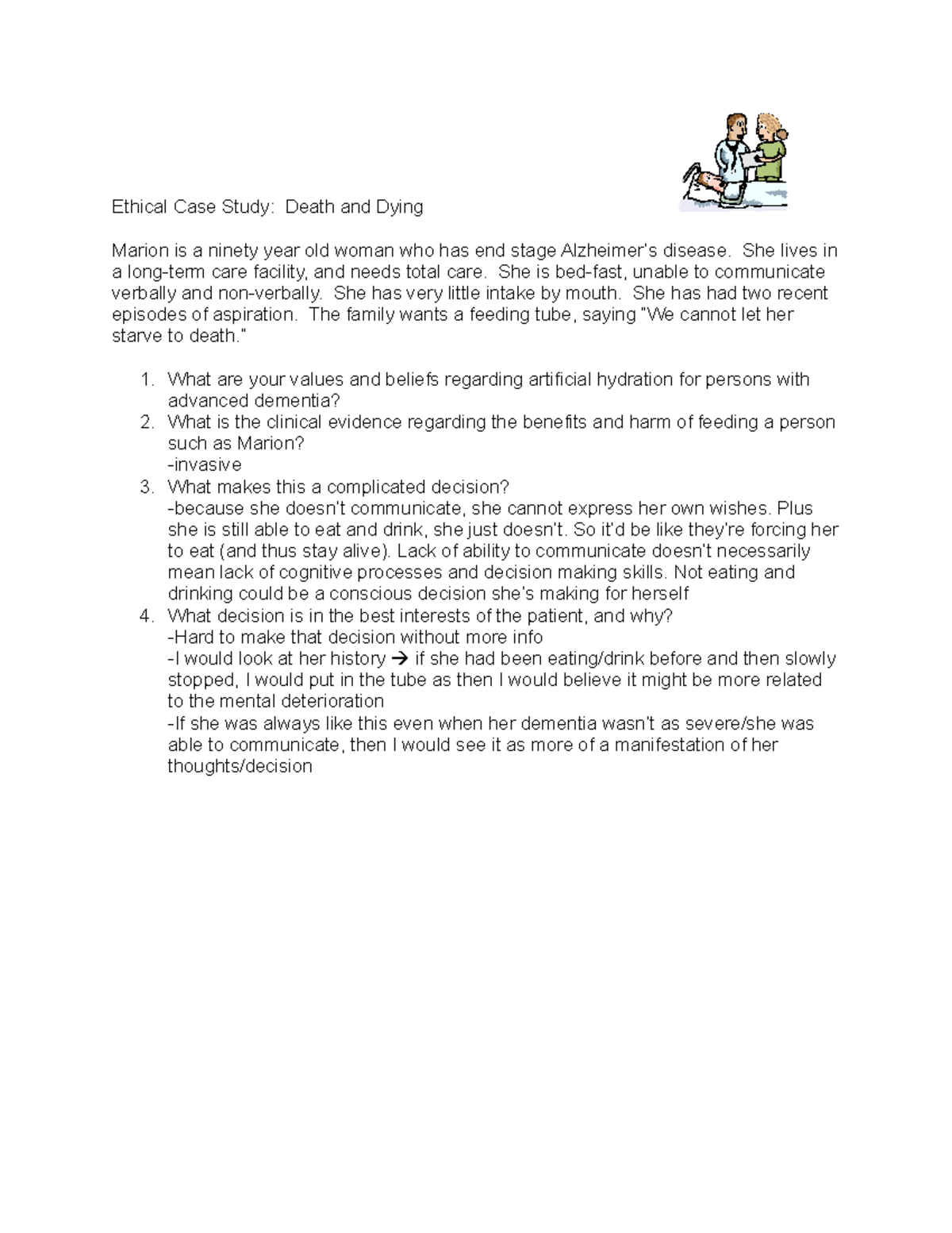 Tutorial 2 Worksheet - Alzheimers Death & Dying - HLSC 3712u - Ontario ...