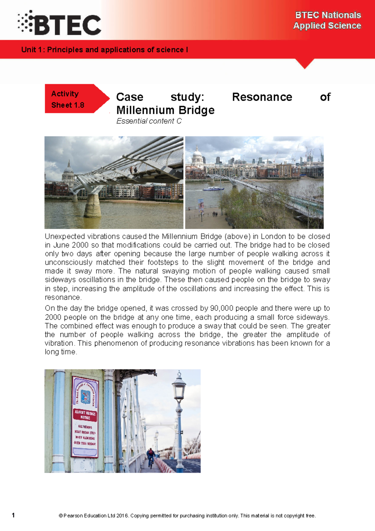 Unit 1C 1.8 Millennium Bridge Homework - Case study: Resonance of Millennium Bridge Essential ...
