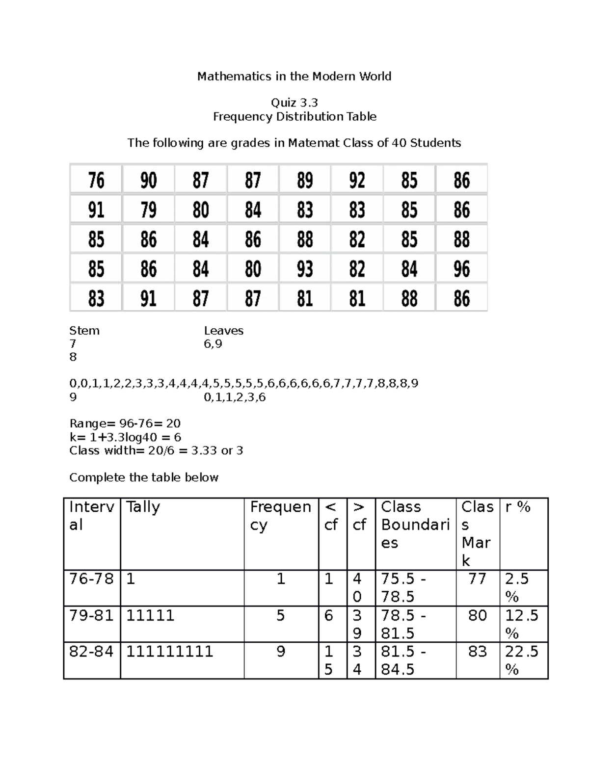 Quiz 3 - This is a coursework in Mathematics - Mathematics in the ...