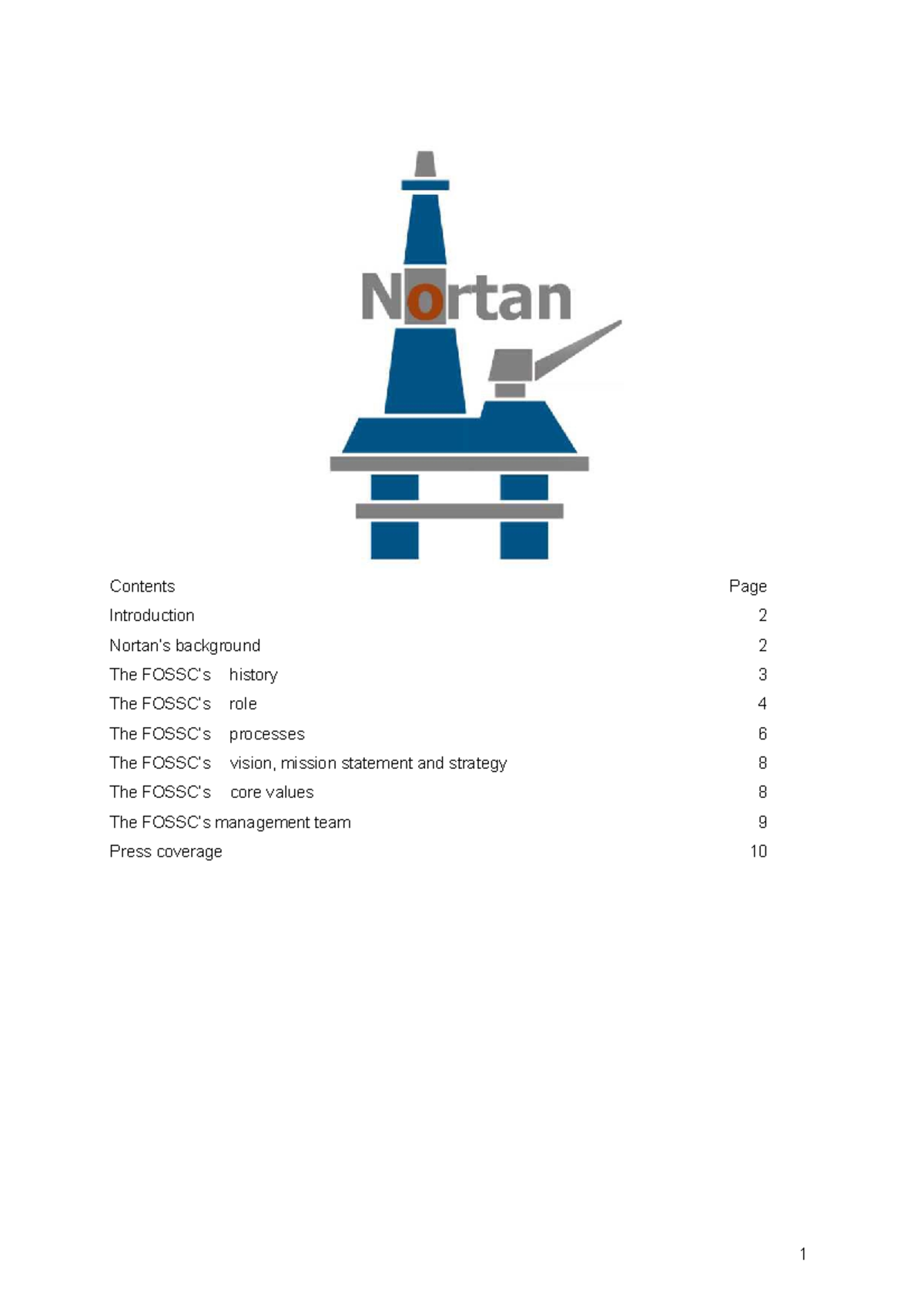 Last task (5-6) orton oil - Contents Page Introduction Nortan’s ...