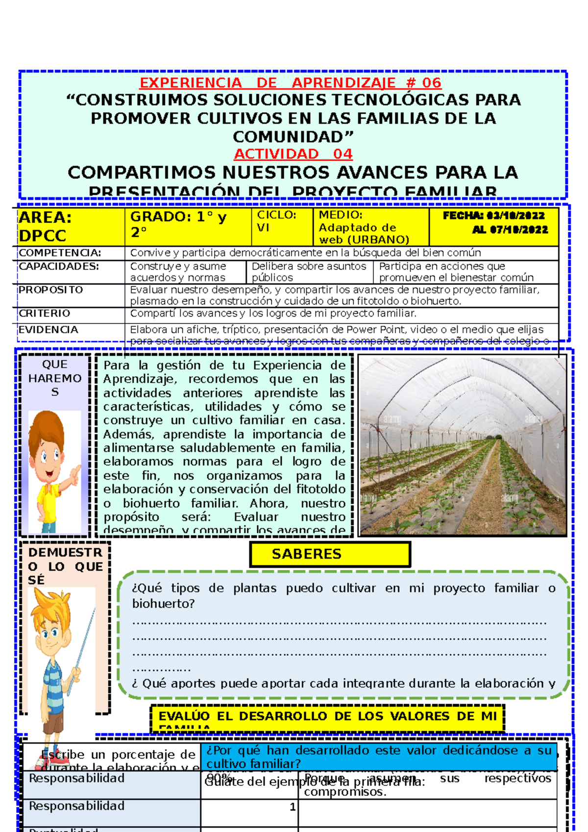 1° 2° - DPCC Actividad DEL Alumno 04 EDA 6 Urbano - AREA: DPCC GRADO: 1° y 2° CICLO: VI MEDIO ...