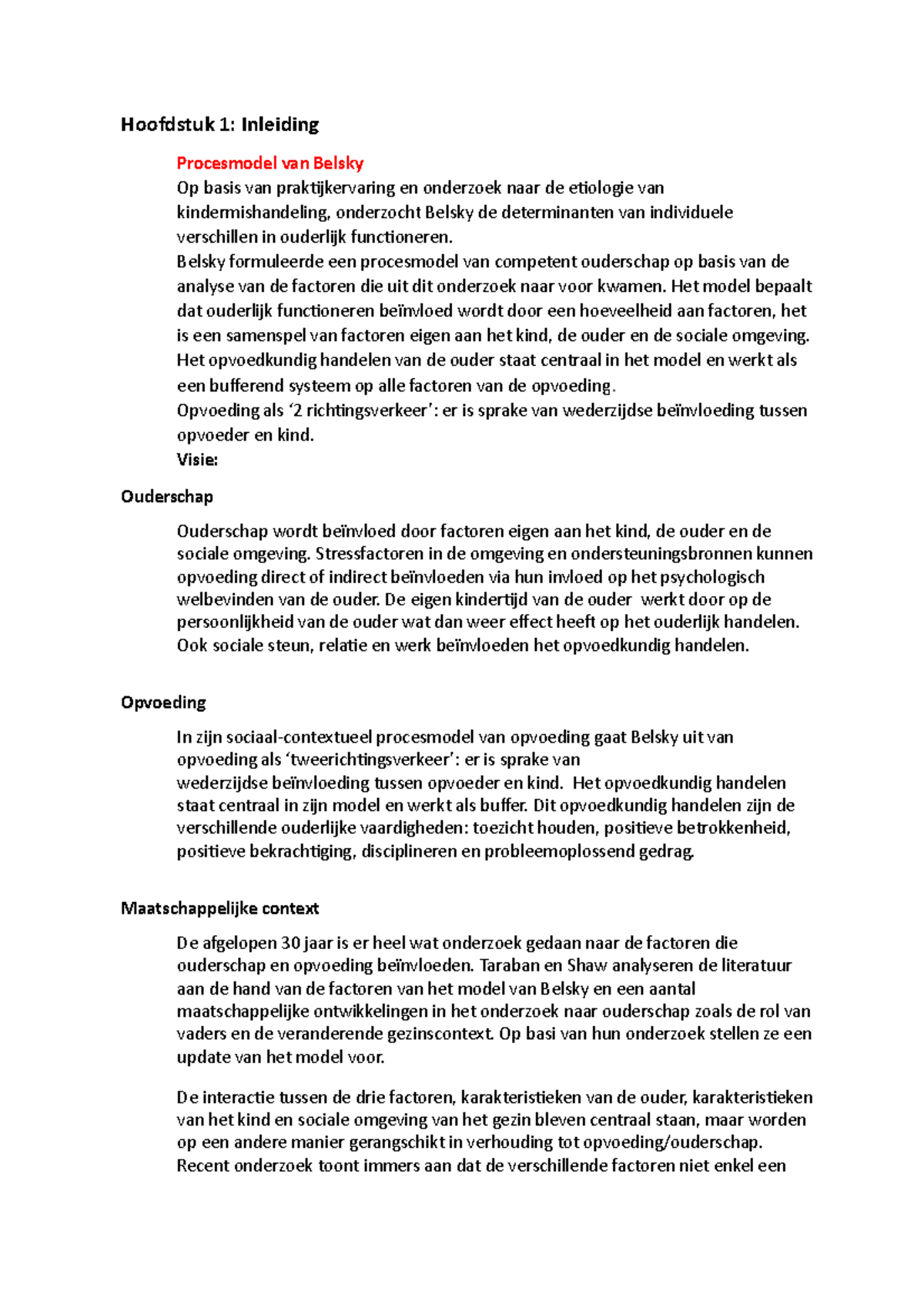 Gezinspedagogiek: Samenvattingen voor examens - Hoofdstuk 1: Inleiding ...