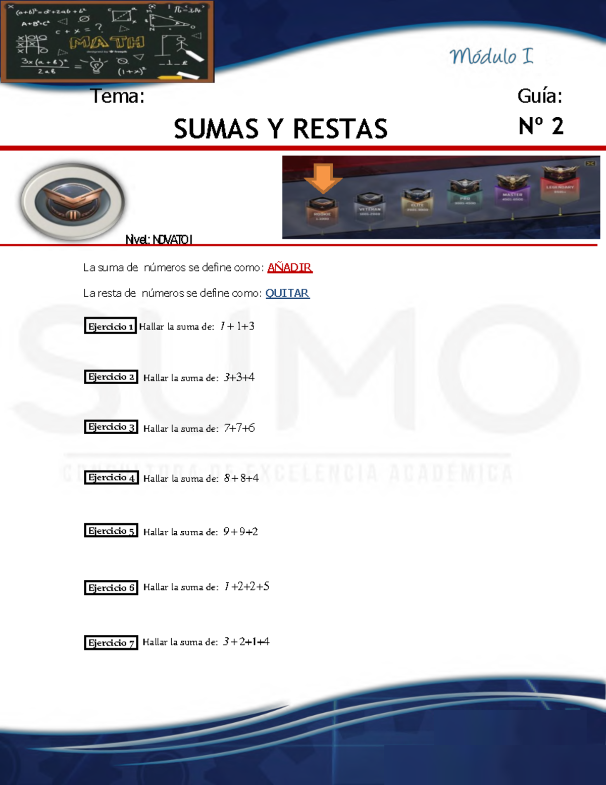 Sumas y restas practica para principiantes - Tema: Guía: SUMAS Y RESTAS ...