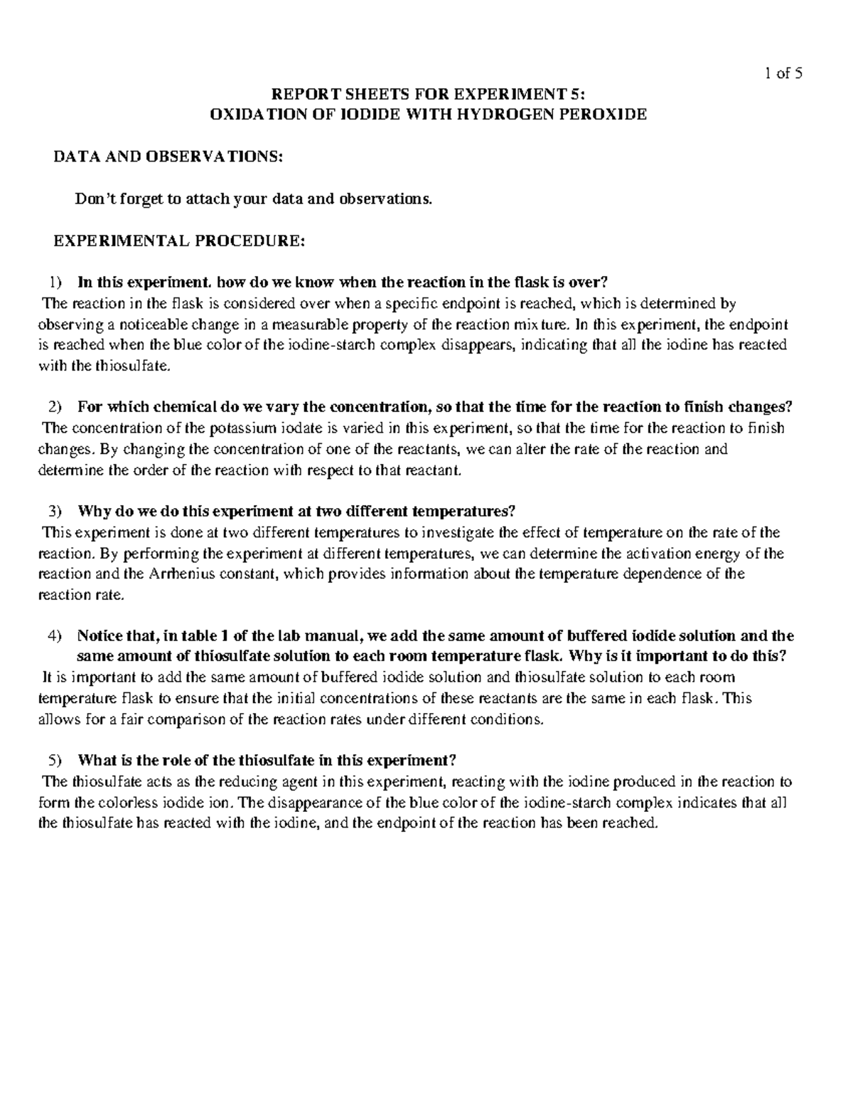 Chemical Formulas Experiment 5 Lab Report at James Ivery blog