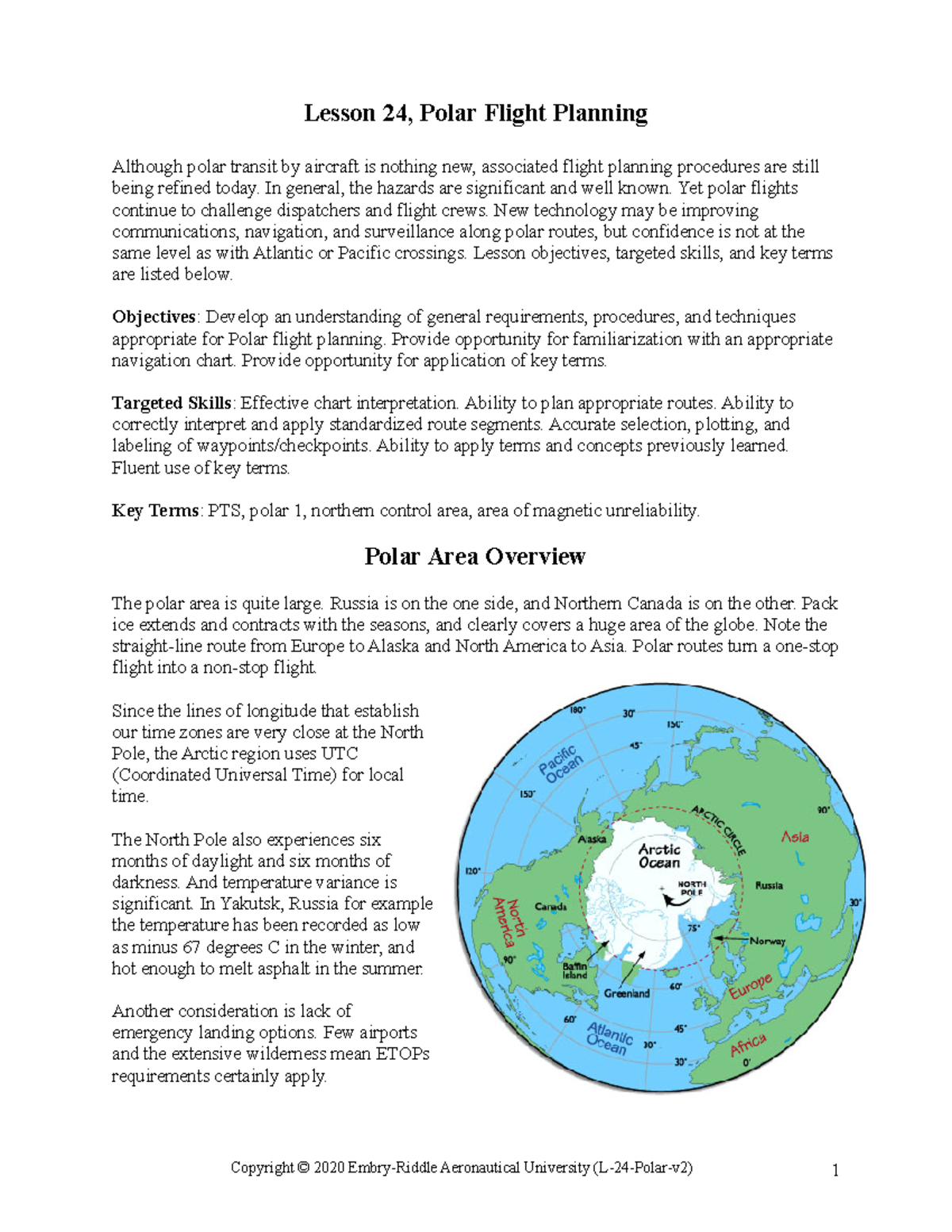 L 24 Polar v2 - Lecture notes 24 - Lesson 24, Polar Flight Planning ...