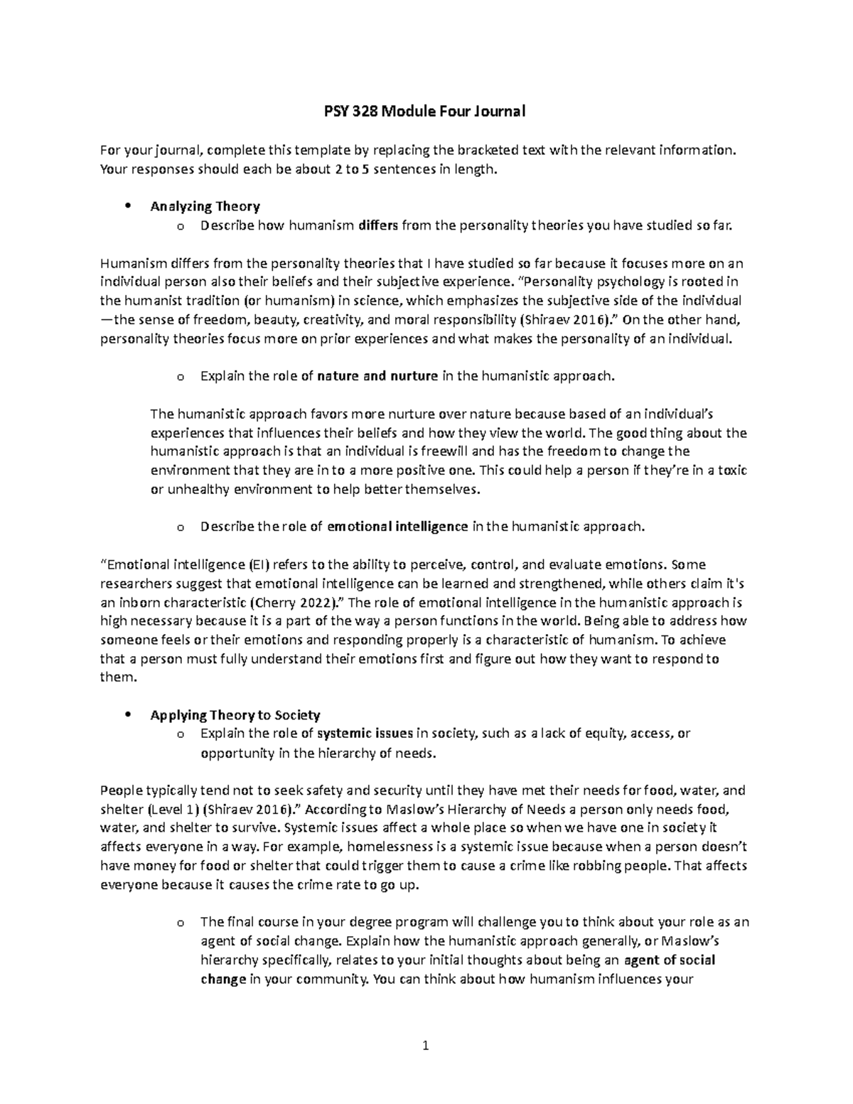 PSY 328 Module Four Journal - PSY 328 Module Four Journal For your ...