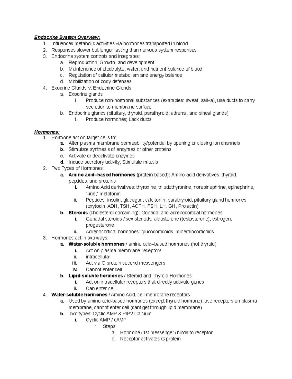 Endocrine System lecture notes - Endocrine System Overview: 1 ...