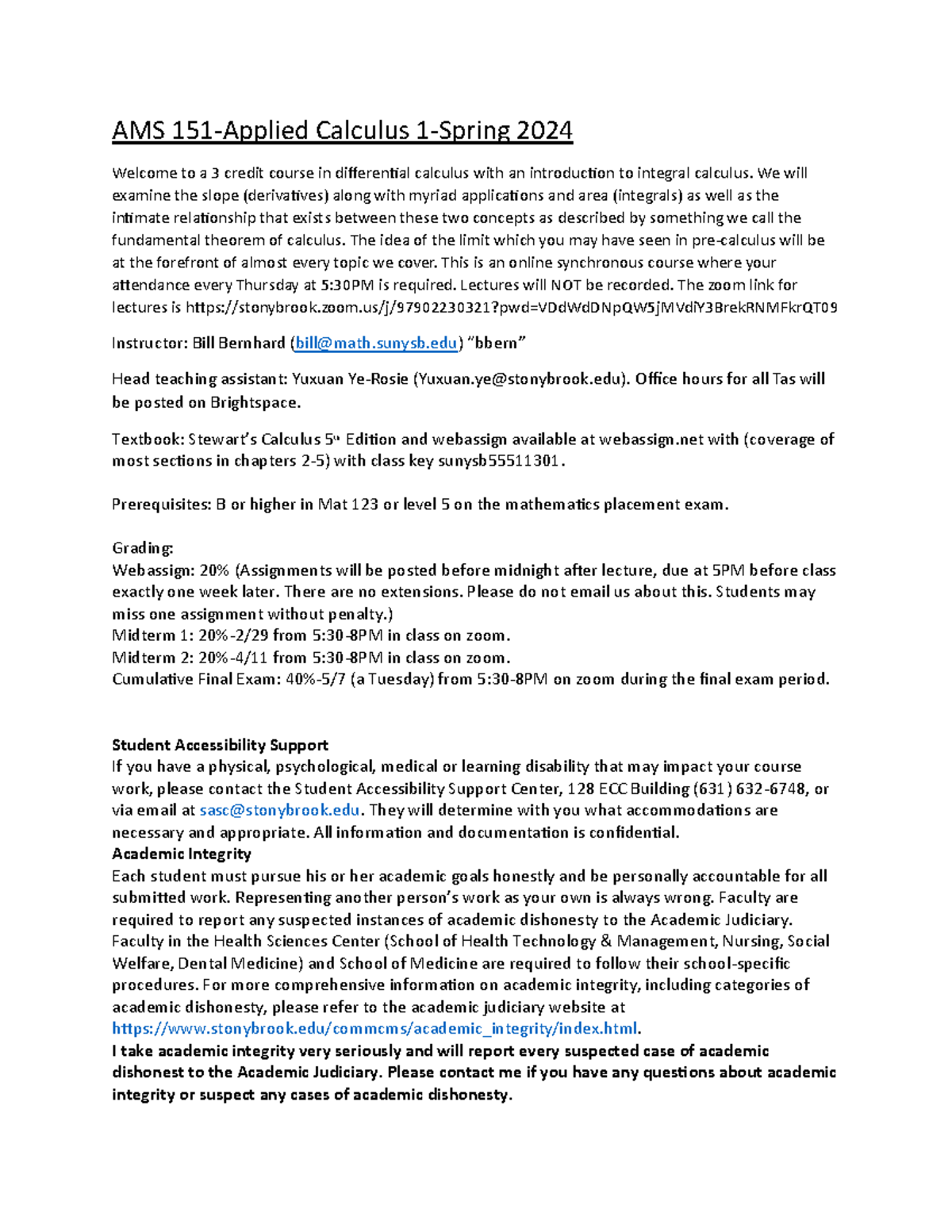 Ams 151 spring 2024 syllabus - AMS 1 51 - Applied Calculus 1 - Spring ...