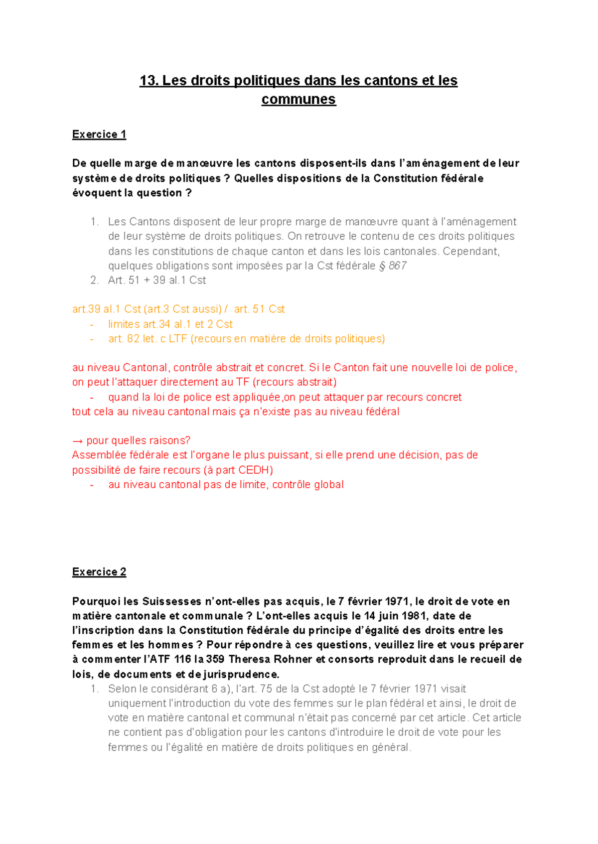 13. Les droits politiques dans les cantons et les communes - 13. Les ...