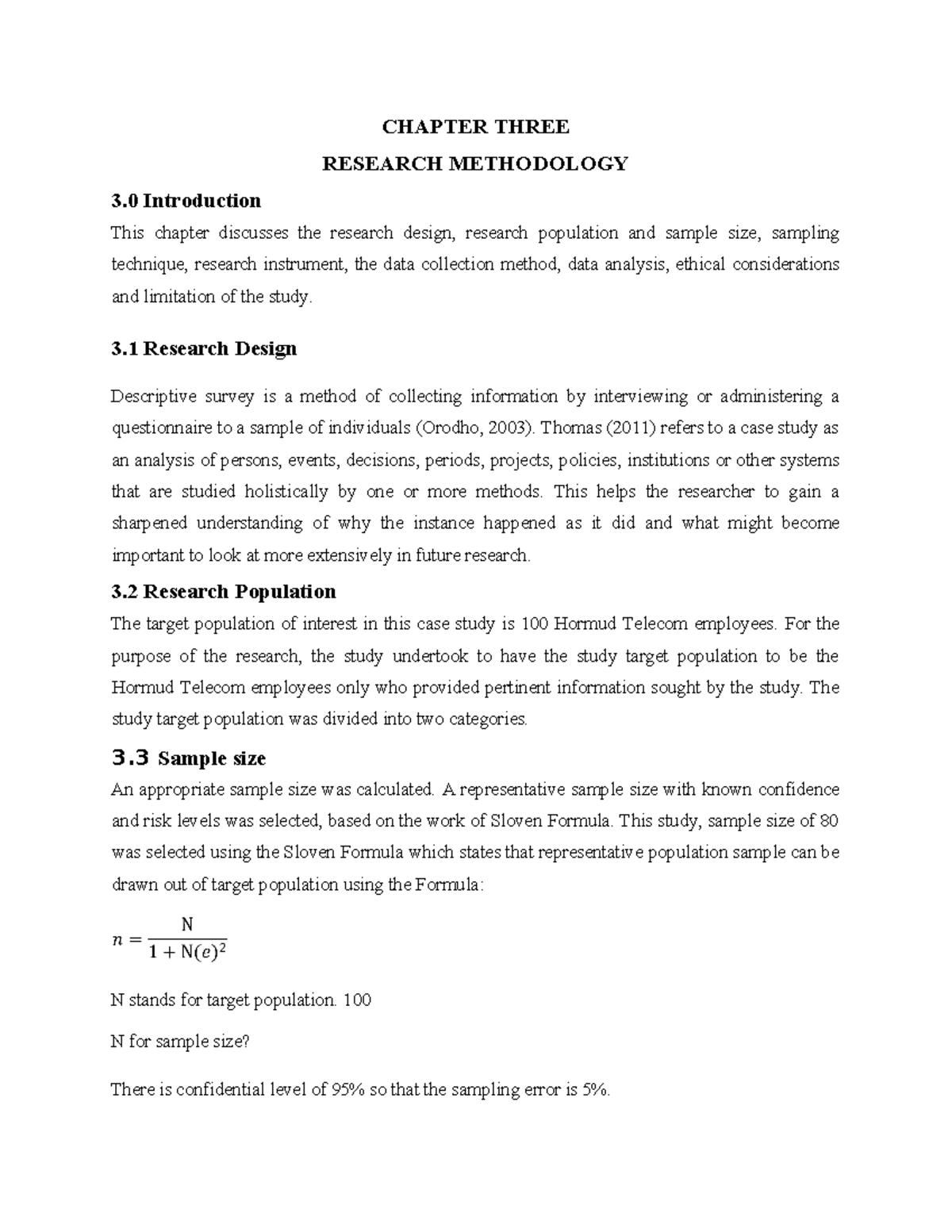 Chapter Three - Well noted - CHAPTER THREE RESEARCH METHODOLOGY 3 Introduction This chapter ...