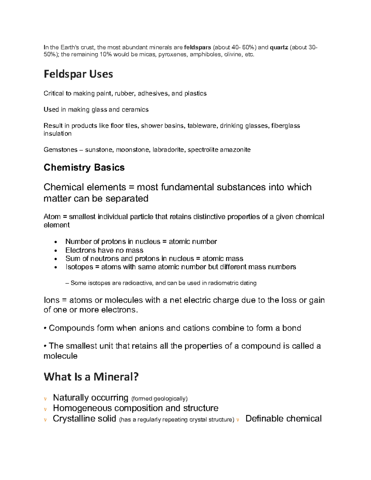 Chapter 3 Earth Science - In the Earth's crust, the most abundant ...