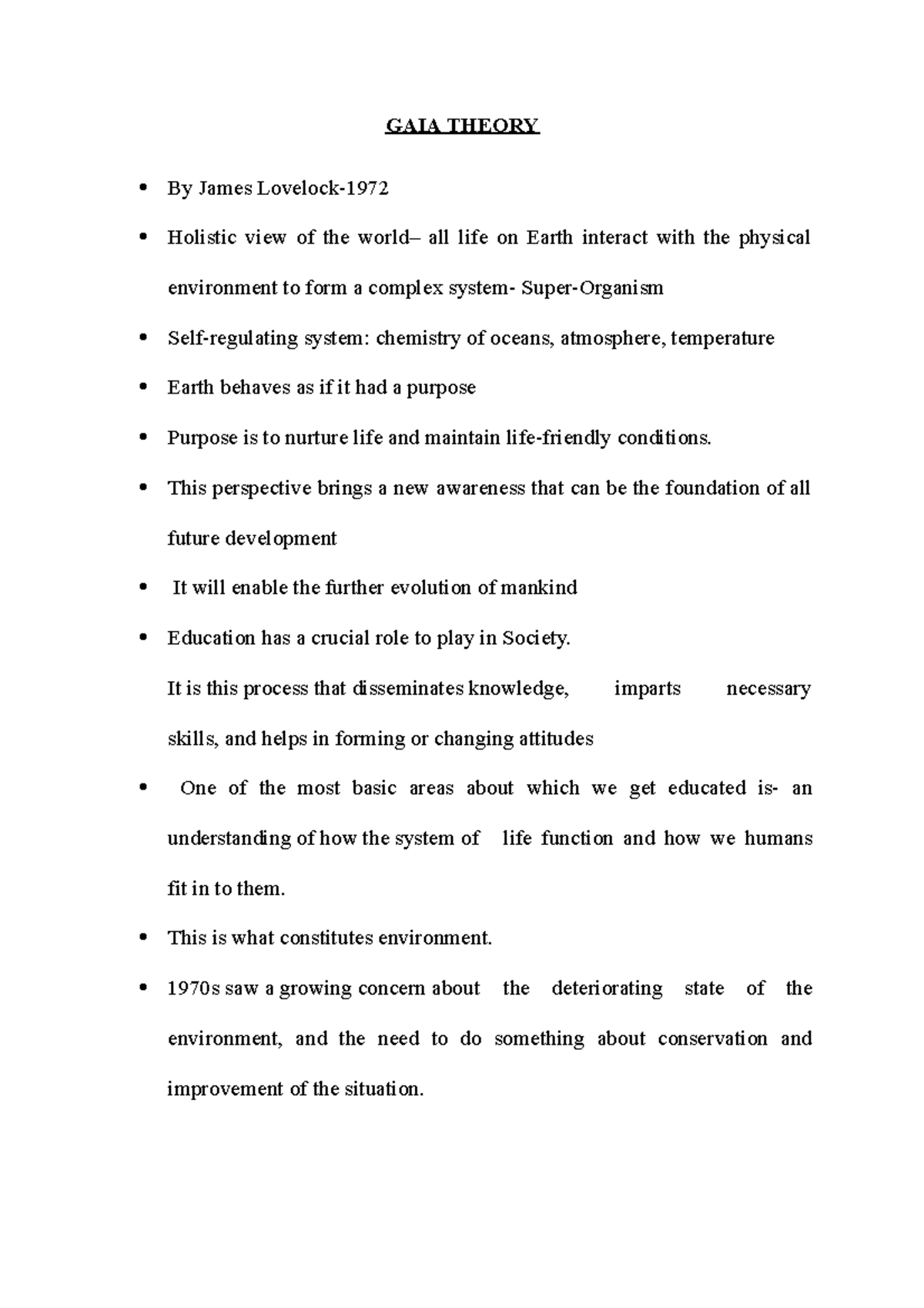 GAIA Theory - GAIA THEORY By James Lovelock- Holistic view of the world ...