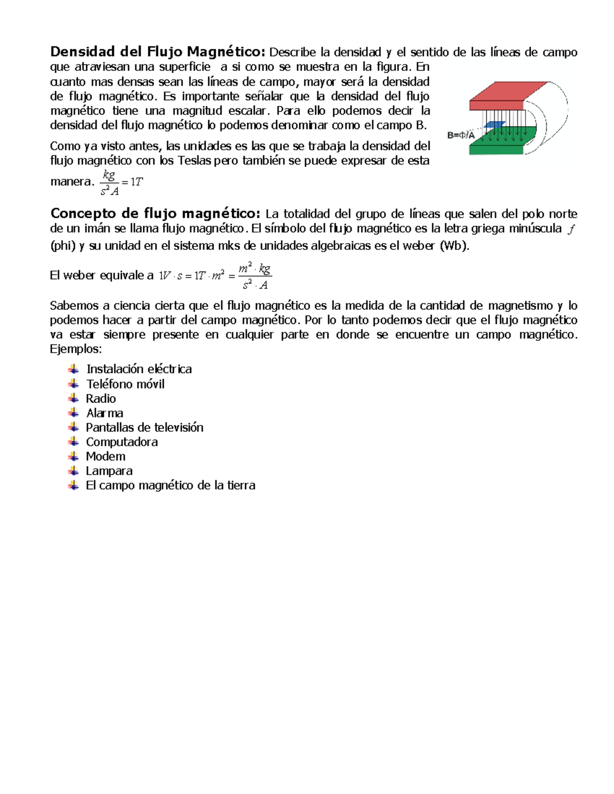 Trabajo de electricidad y magnetismo - Densidad del Flujo Magnético ...