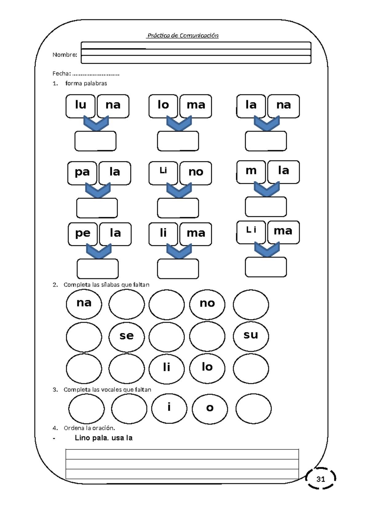 2 forma palabras de 2 silabas - Prácticas - Práctica de Comunicación ...