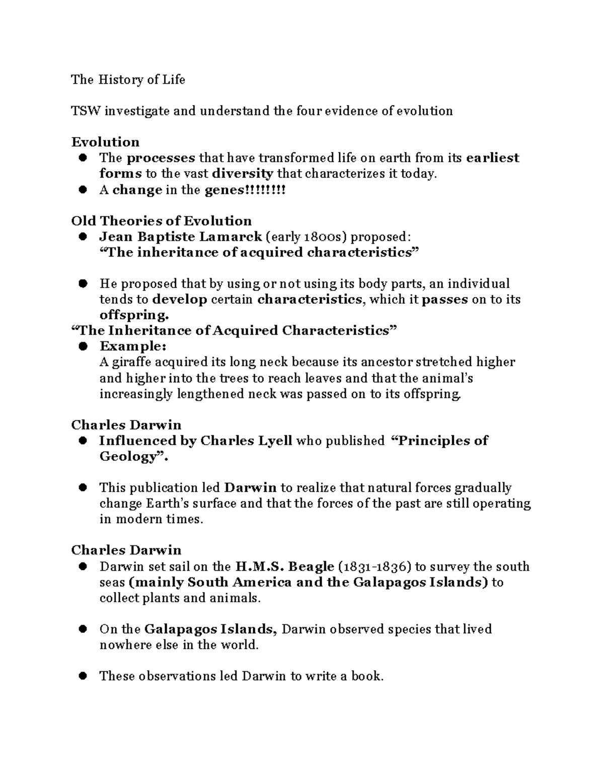 History of Evolution - The History of Life TSW investigate and ...