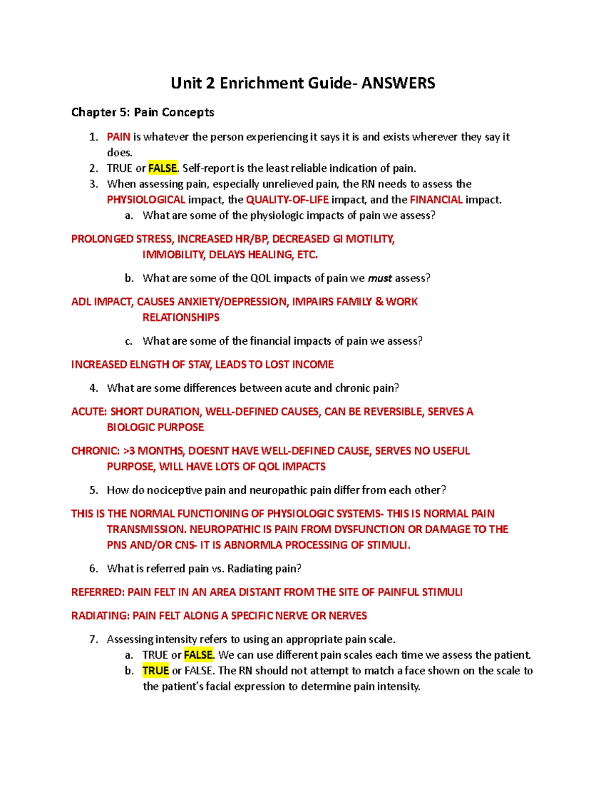 Unit 2 Enrichment - Answers - Unit 2 Enrichment Guide- ANSWERS Chapter ...