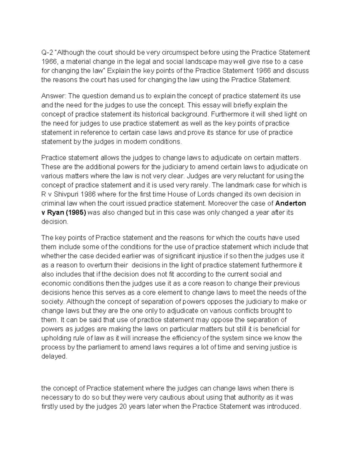 Practice Statement - lsm notes - Q-2 “Although the court should be very ...