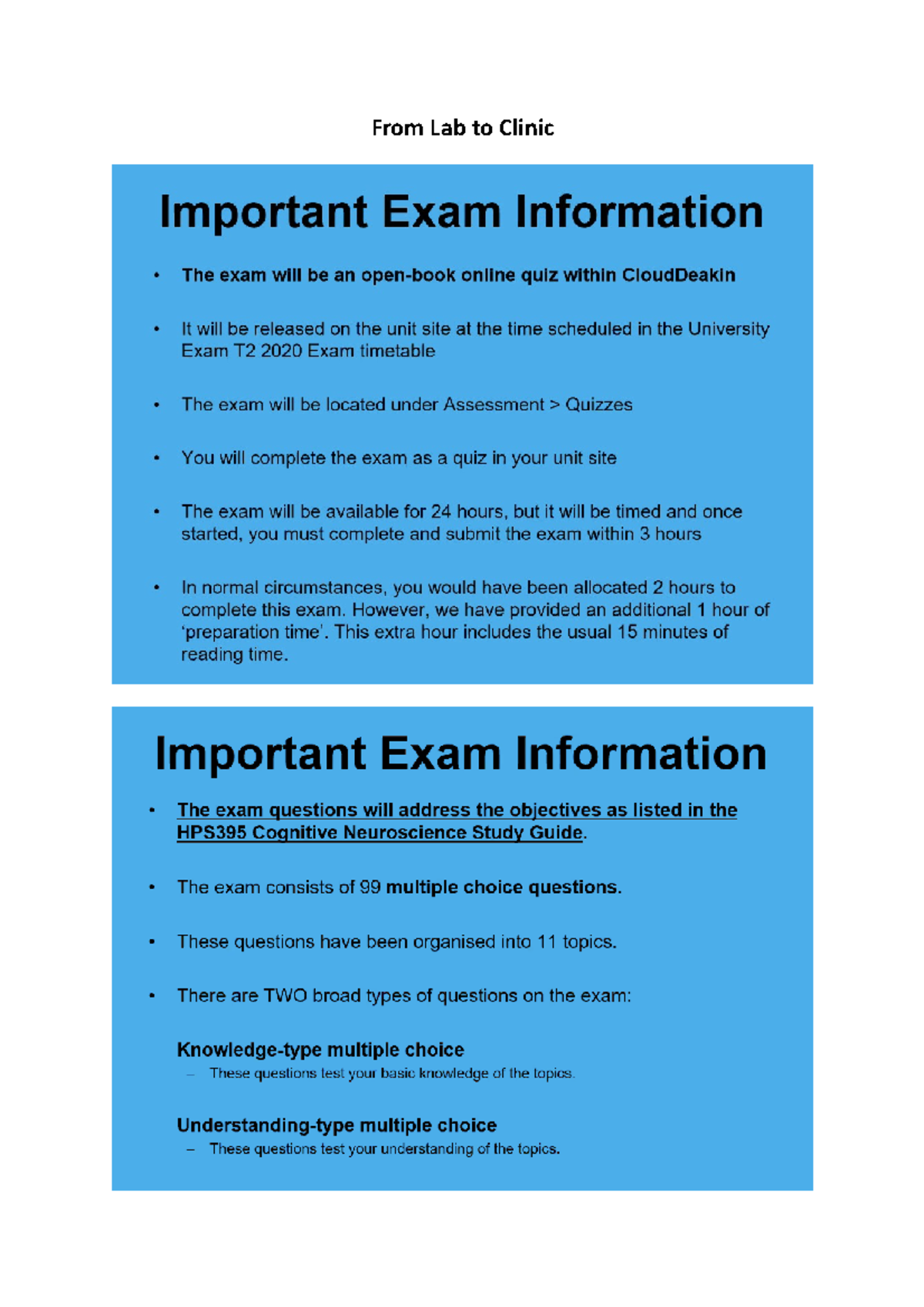 Week 11 - From Lab to Clinic and Exam Info - From Lab to Clinic ...