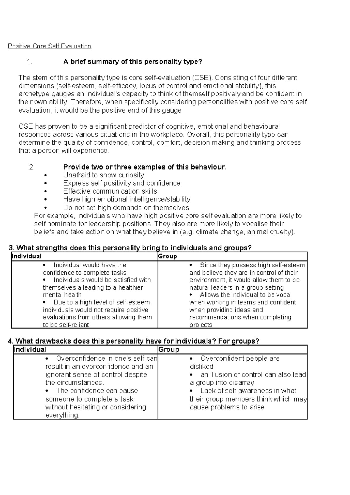 Test - test for business and society - Positive Core Self Evaluation 1 ...