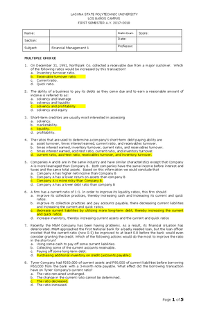 Midterm FIN3 Banking and Fin - MIDTERM EXAMINATION FIN 3: BANKING AND ...
