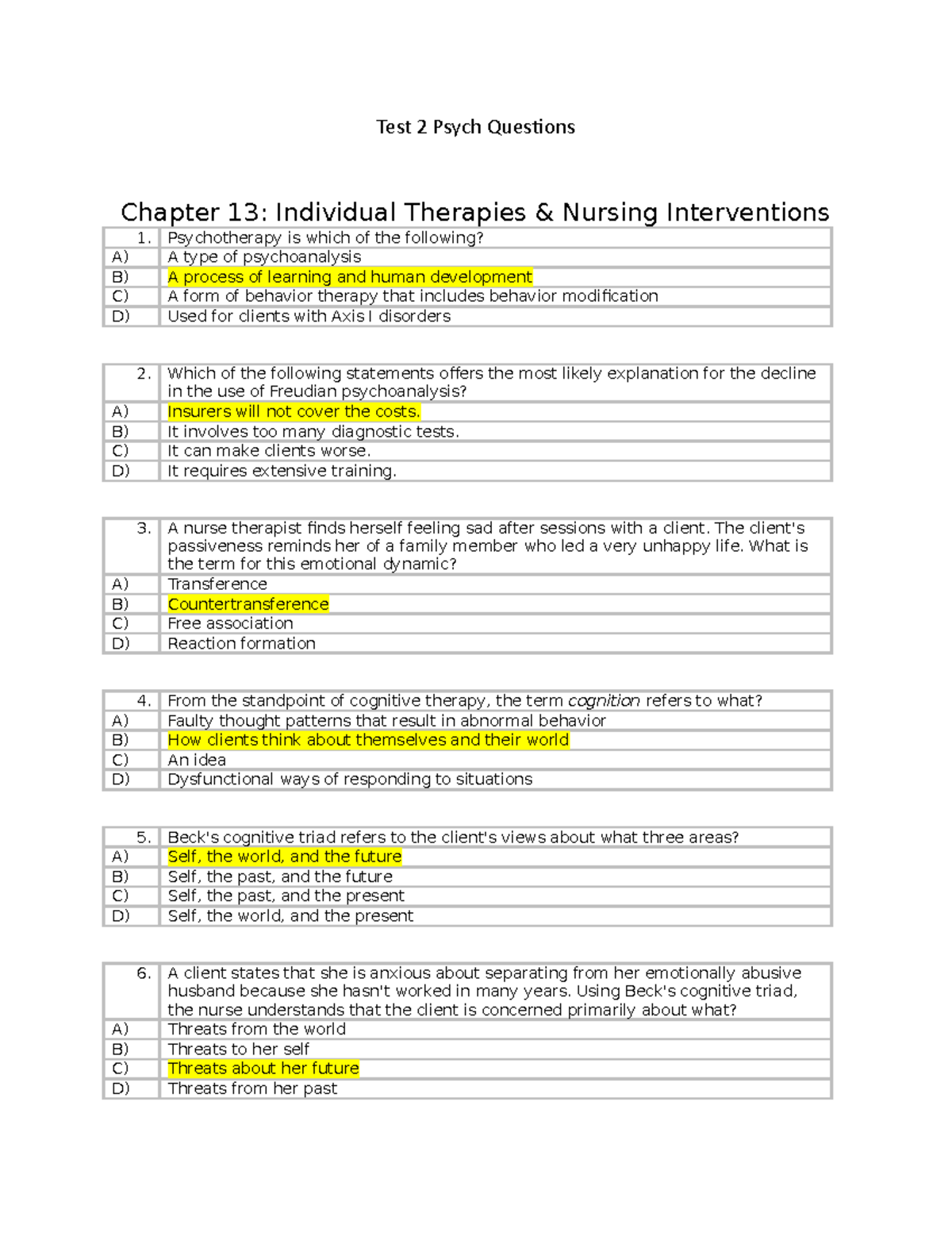 Test 2 Psych Questions - Updated in 2022 - Test 2 Psych Questions ...