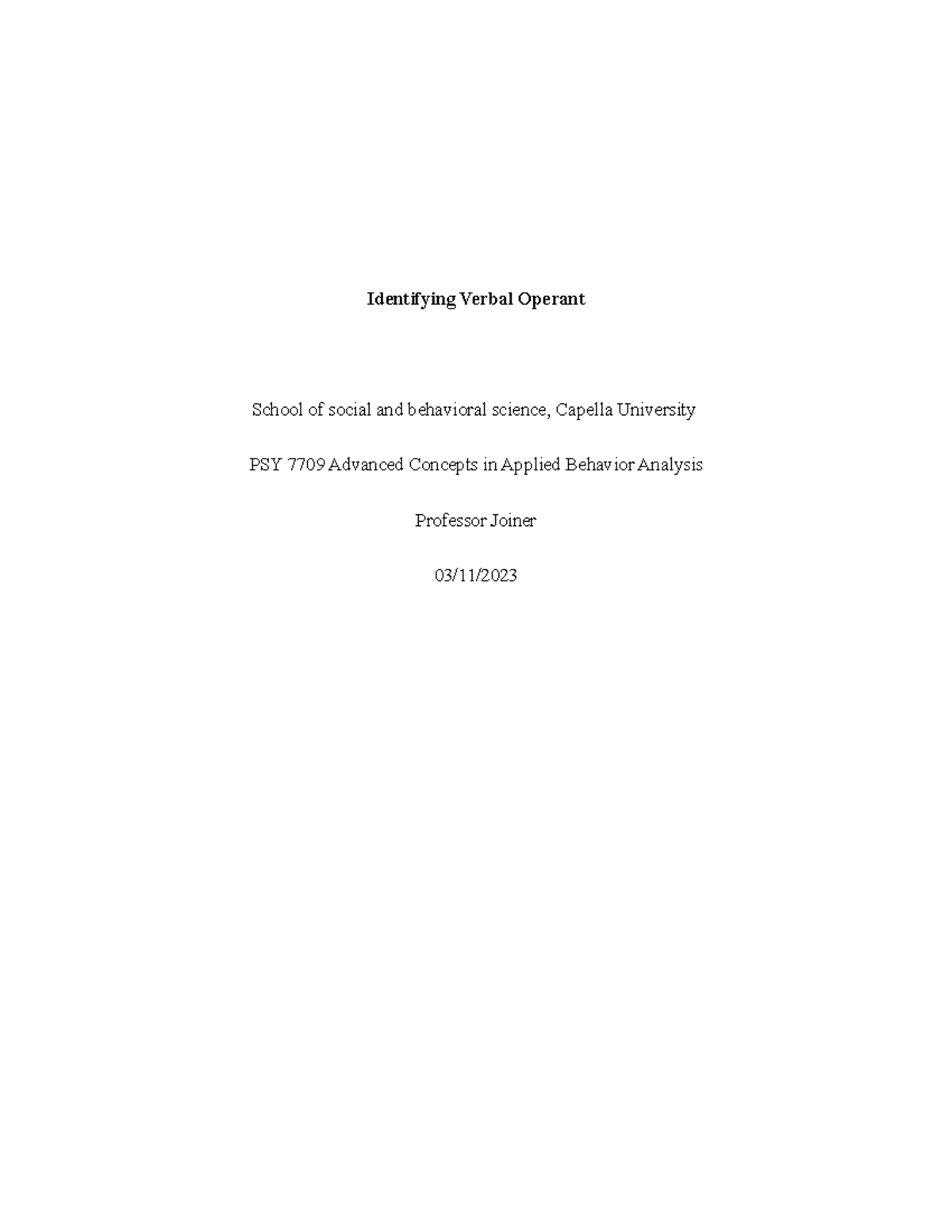 Identifying Verbal Operants - Identifying Verbal Operant School of ...