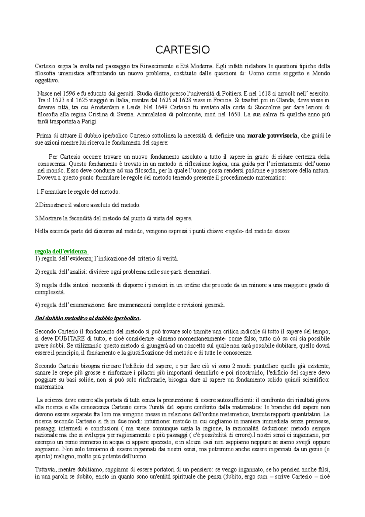 Filosofia Cartesio, Pascal e Hume - CARTESIO Cartesio segna la svolta ...