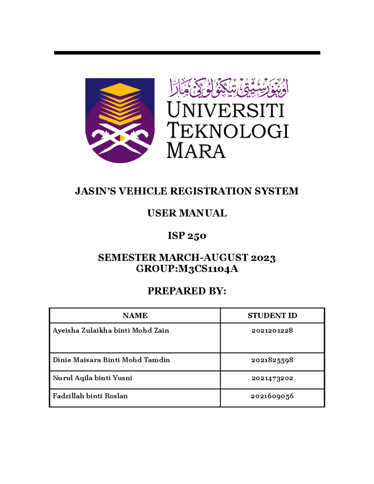 User Manual Jasin's Vehicle Registration - JASIN’S VEHICLE REGISTRATION ...