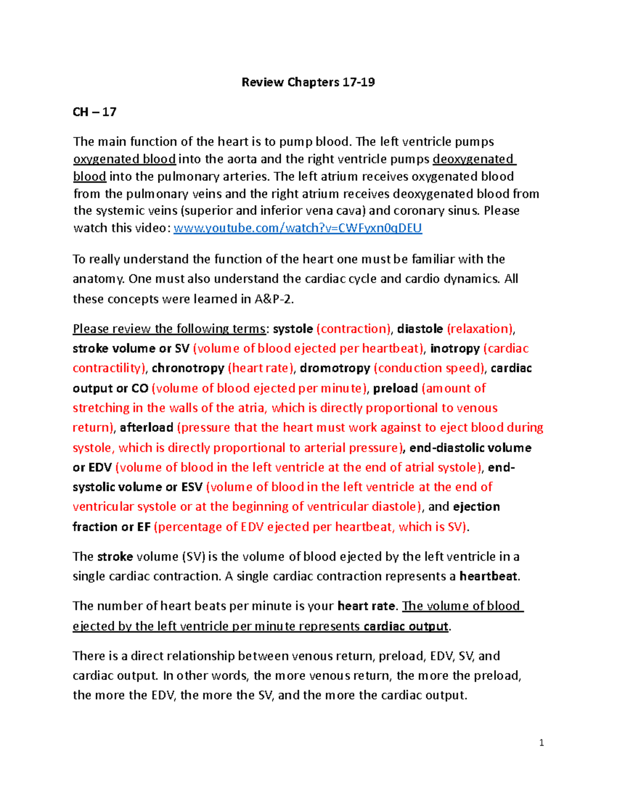 Review Chapters 17-19 Fall 2020 - Review Chapters 17- CH – 17 The main ...