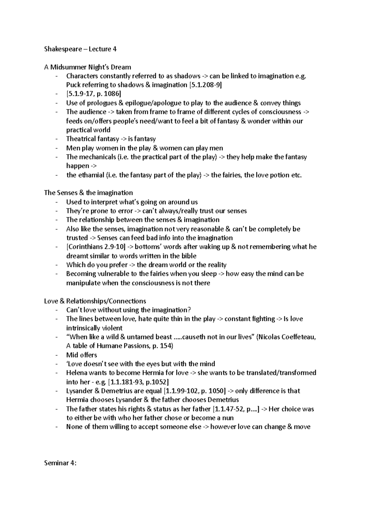 Lecture 4 - Shakespeare - Shakespeare – Lecture 4 A Midsummer Night’s ...