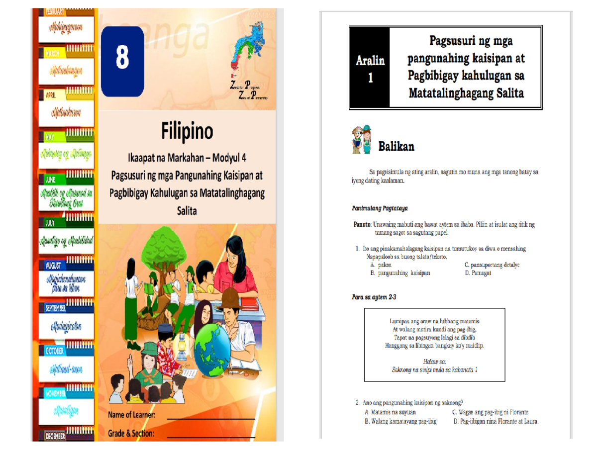 Filipino 8 Quater 4 Week 4 - Business Administration 2 - Studocu