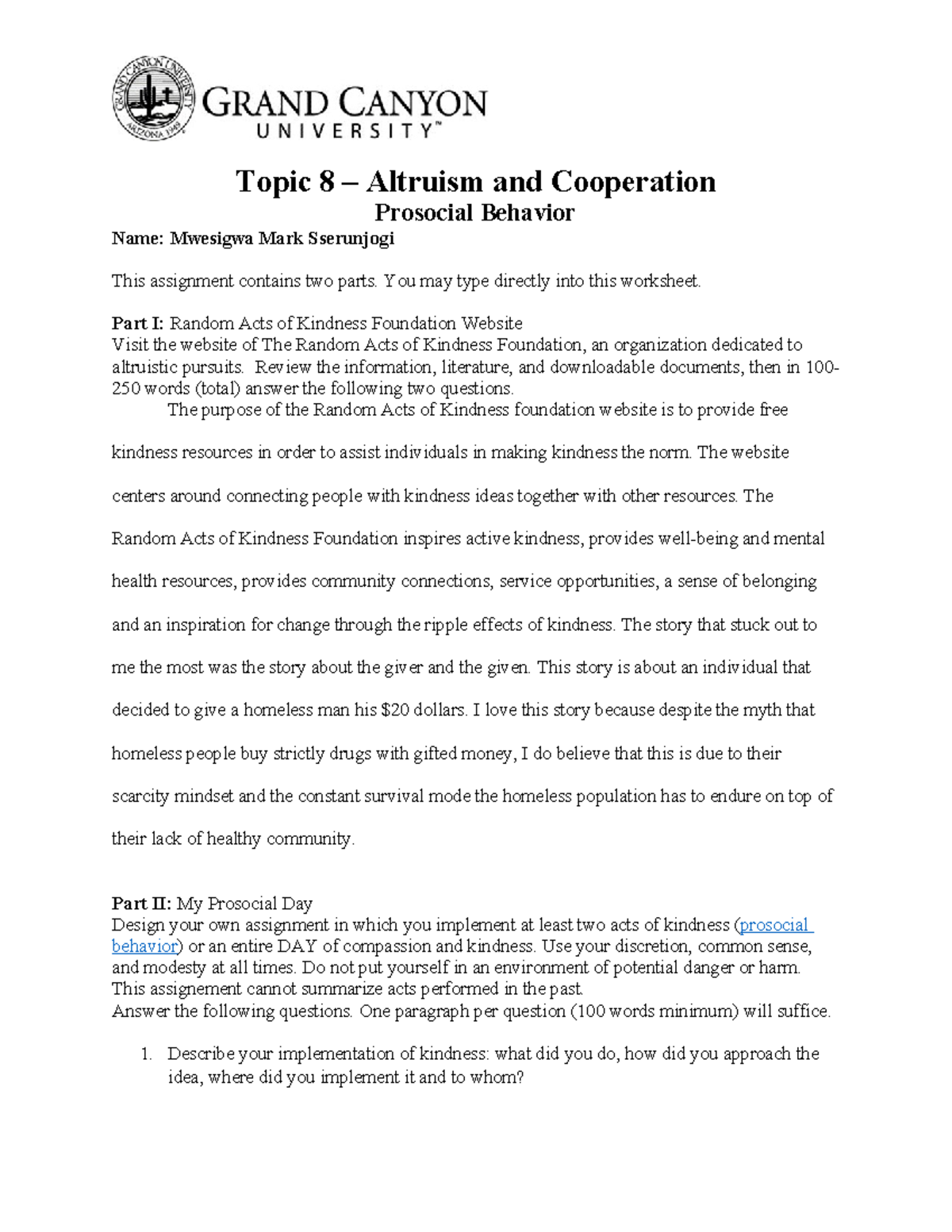 A) Prosocial Behavior - Topic 8 – Altruism and Cooperation Prosocial ...