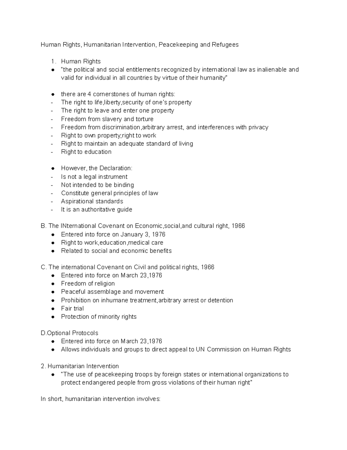 Political science notes 11%2F16 - Human Rights, Humanitarian ...