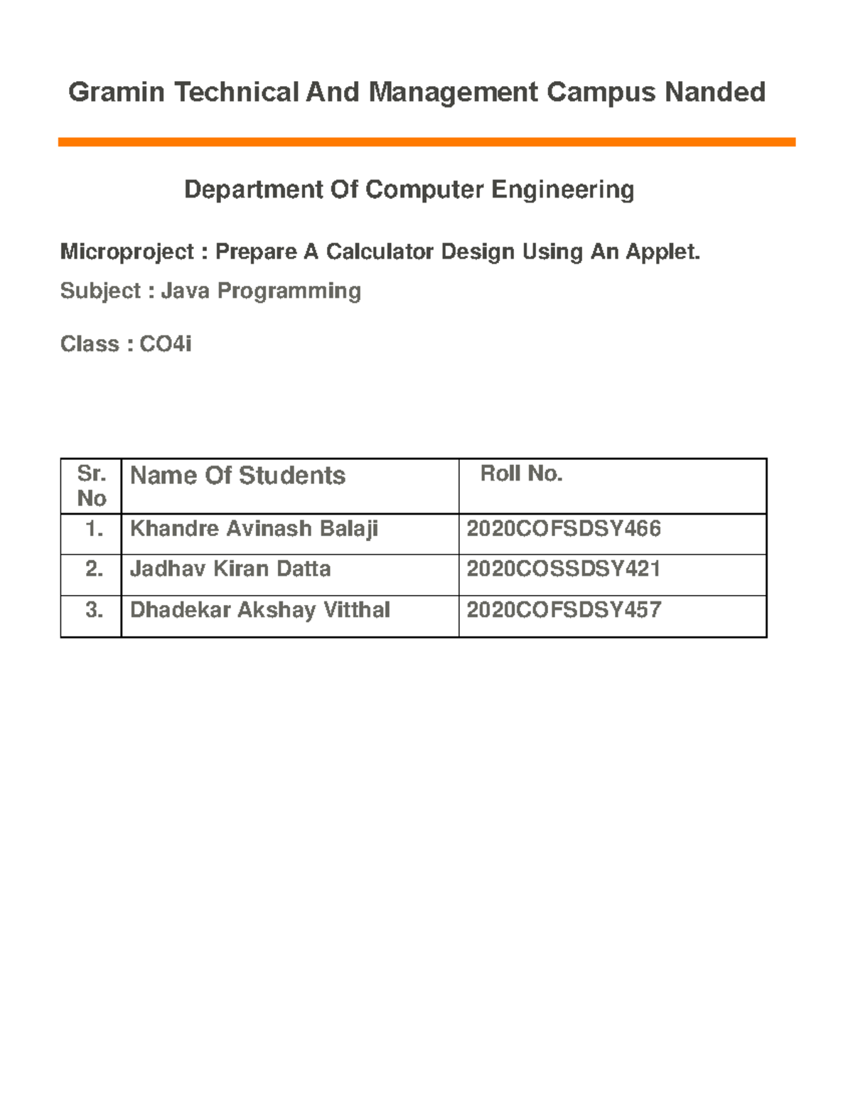 Java Programming - Good - Gramin Technical And Management Campus Nanded ...