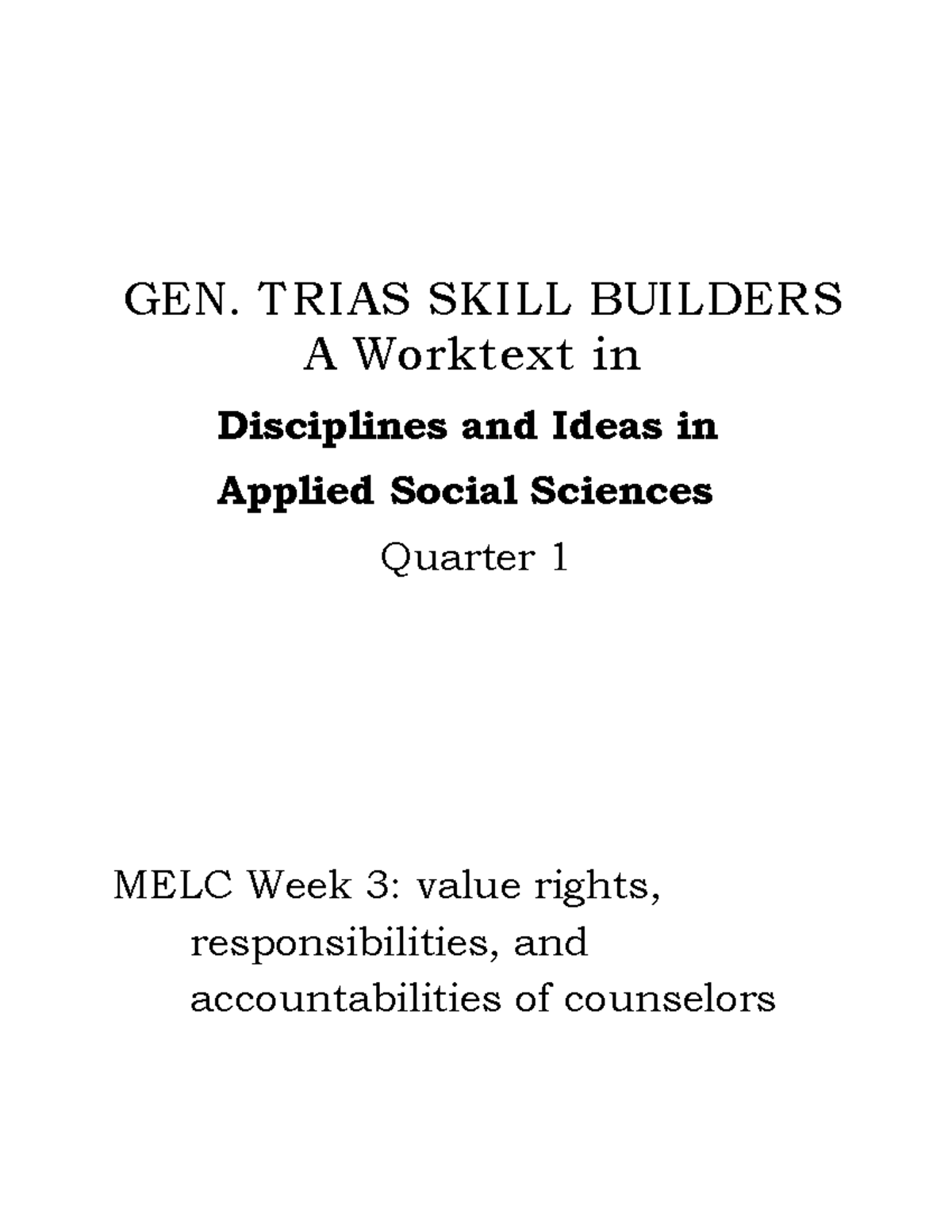 Diass Week 3 Gentri Worktext 1 1 - Senior High HUMSS 11 - StuDocu