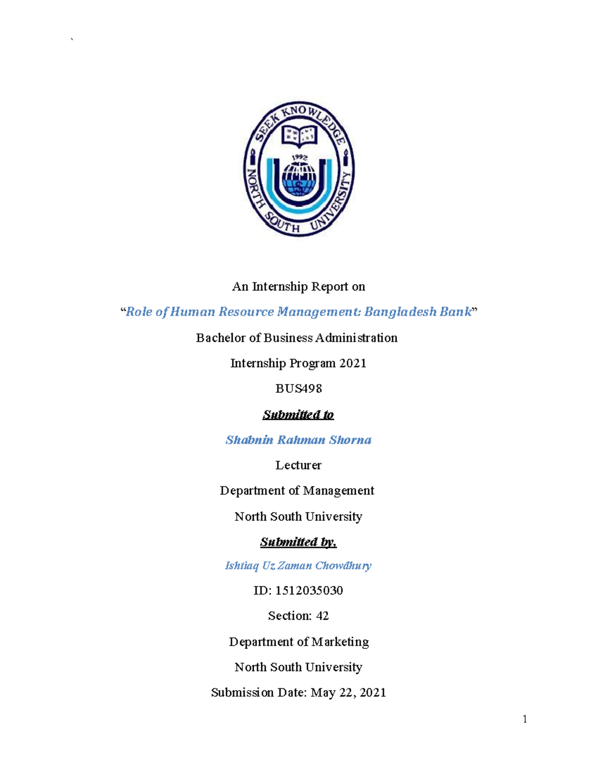 DISA NGO Bangladesh, Final Project (Bus251) - An Internship Report on ...