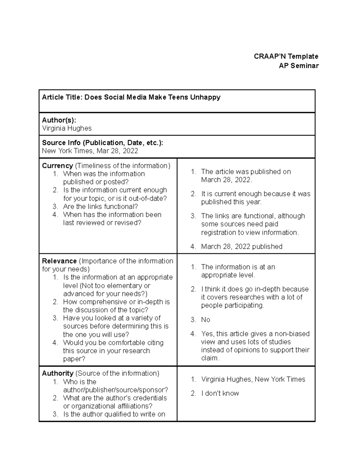 Craap’N Template - super coool - CRAAP’N Template AP Seminar Article ...