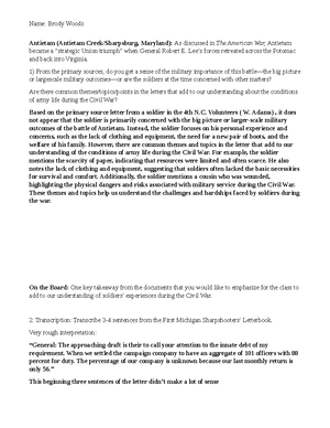Civil War Exam 1 - this is the outline of the exam - Section I (15 ...