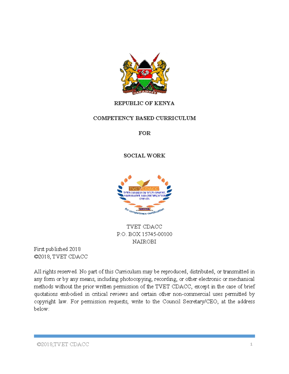 Psychosocial support - REPUBLIC OF KENYA COMPETENCY BASED CURRICULUM ...