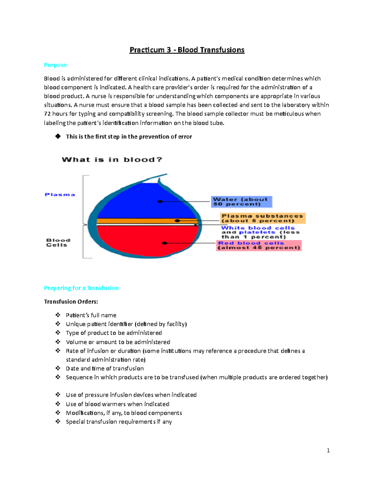Practicum 3- Blood transfusions-summer 2022 - Practicum 3 - Blood ...