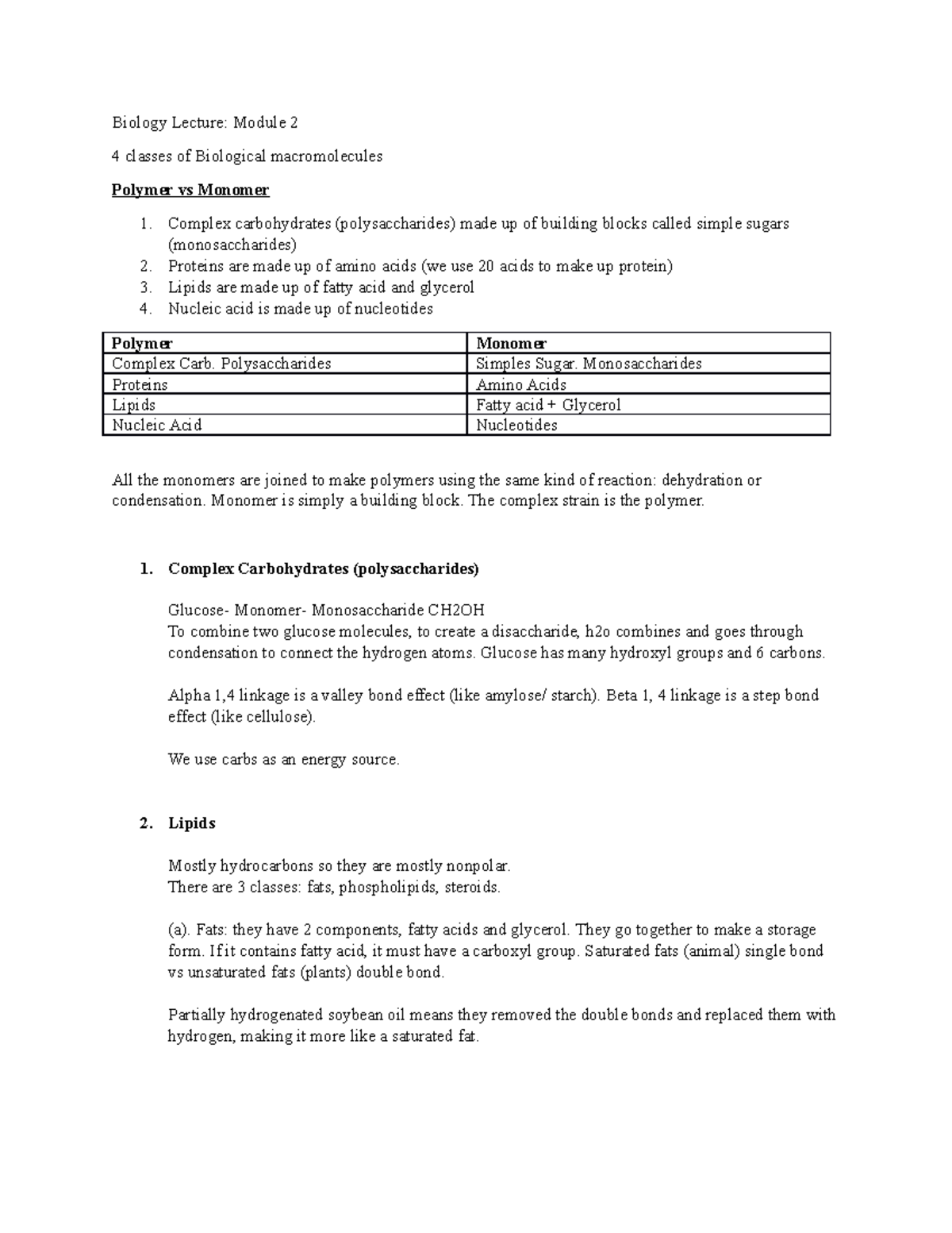 Lecturenotes Lecture Notes 2 Biology Lecture Module 2 4 Classes Of Biological