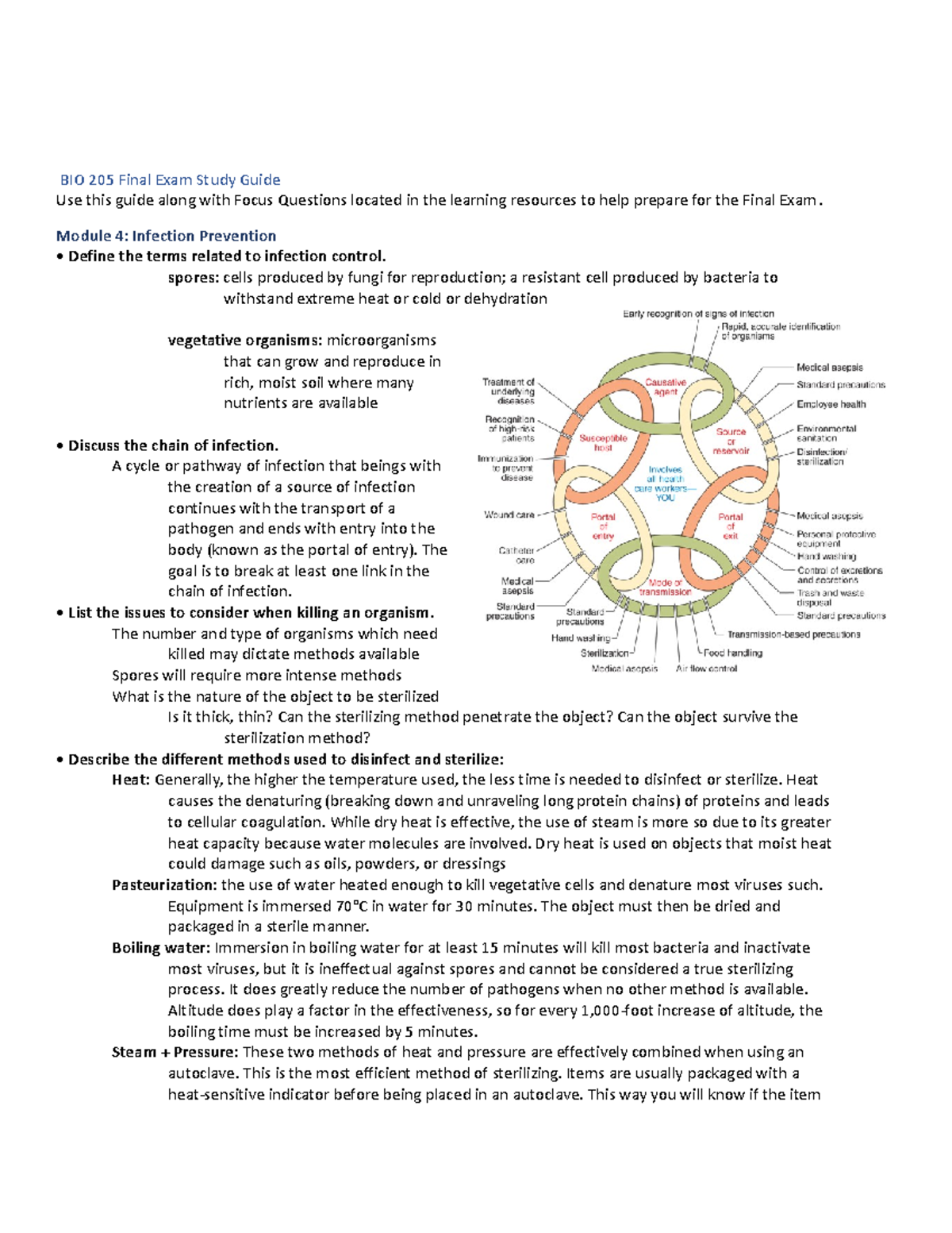 Bio 205 Final Exam Study Guide Module 4 22 08 30 - BIO 205 Final Exam ...