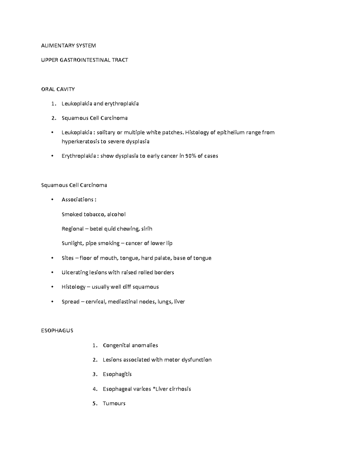 Alimentary UGIT - ALIMENTARY SYSTEM UPPER GASTROINTESTINAL TRACT ORAL ...