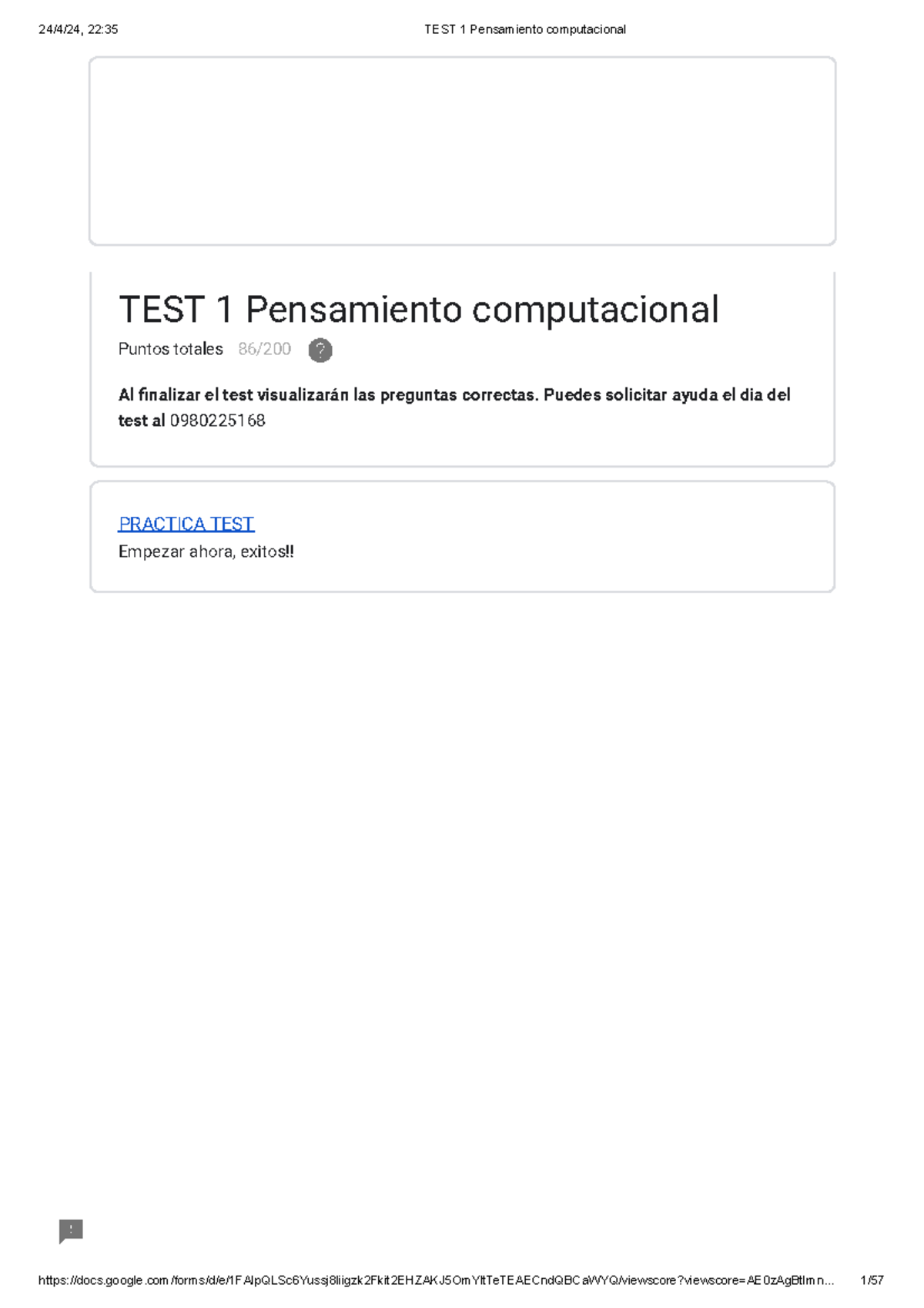 TEST 1 Pensamiento computacional - - Studocu