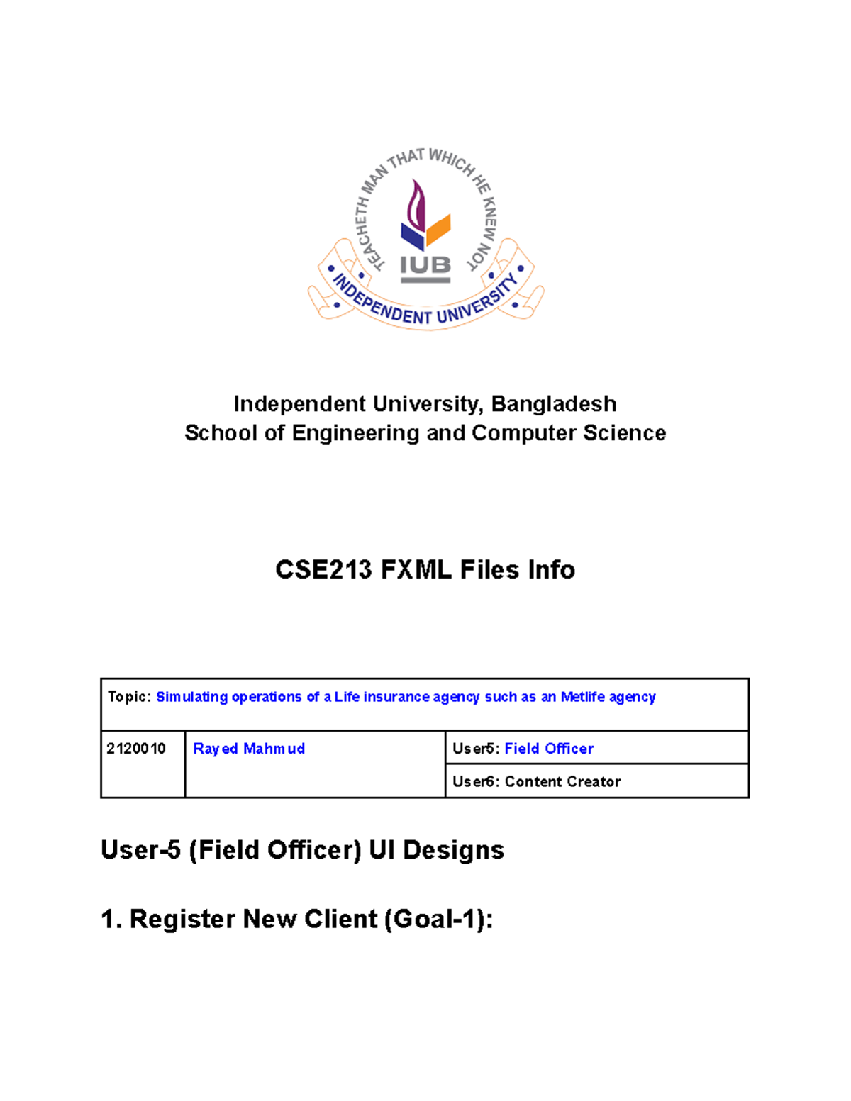 FXML FILE EXPLANATION - Independent University, Bangladesh School of Engineering and Computer ...